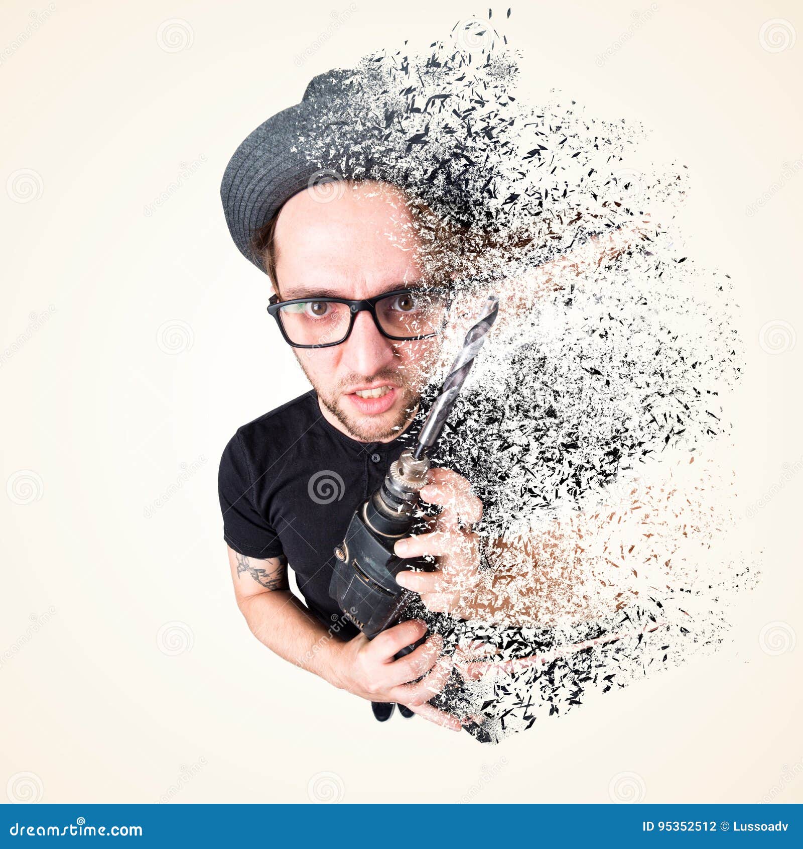 Funny man with drill stock photo. Image of interesting - 95352512