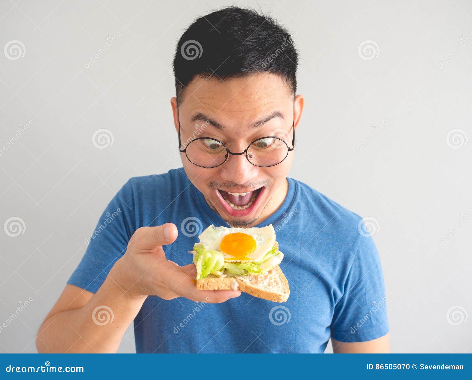Funny man eat sandwich. stock photo. Image of funny, energy - 86505070
