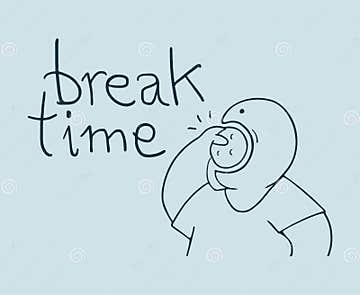 Funny Man Eating and Break Time Message Stock Vector - Illustration of ...