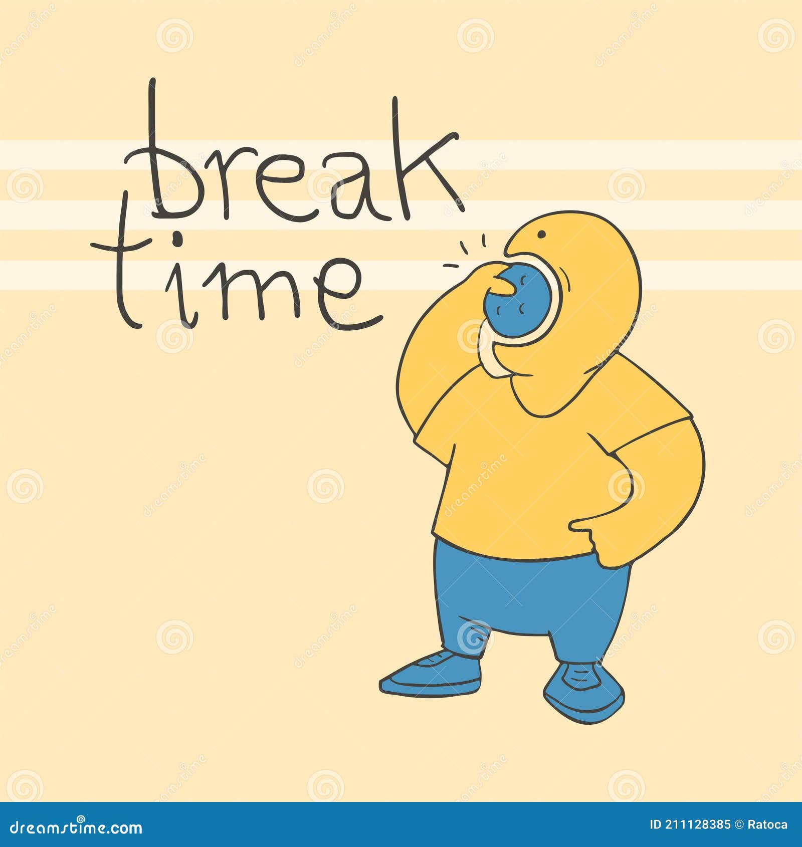 Funny Man Eating and Break Time Message Stock Vector - Illustration of ...