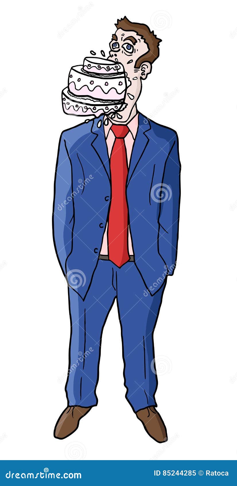 Funny man eating cake stock vector. Illustration of funny - 85244285