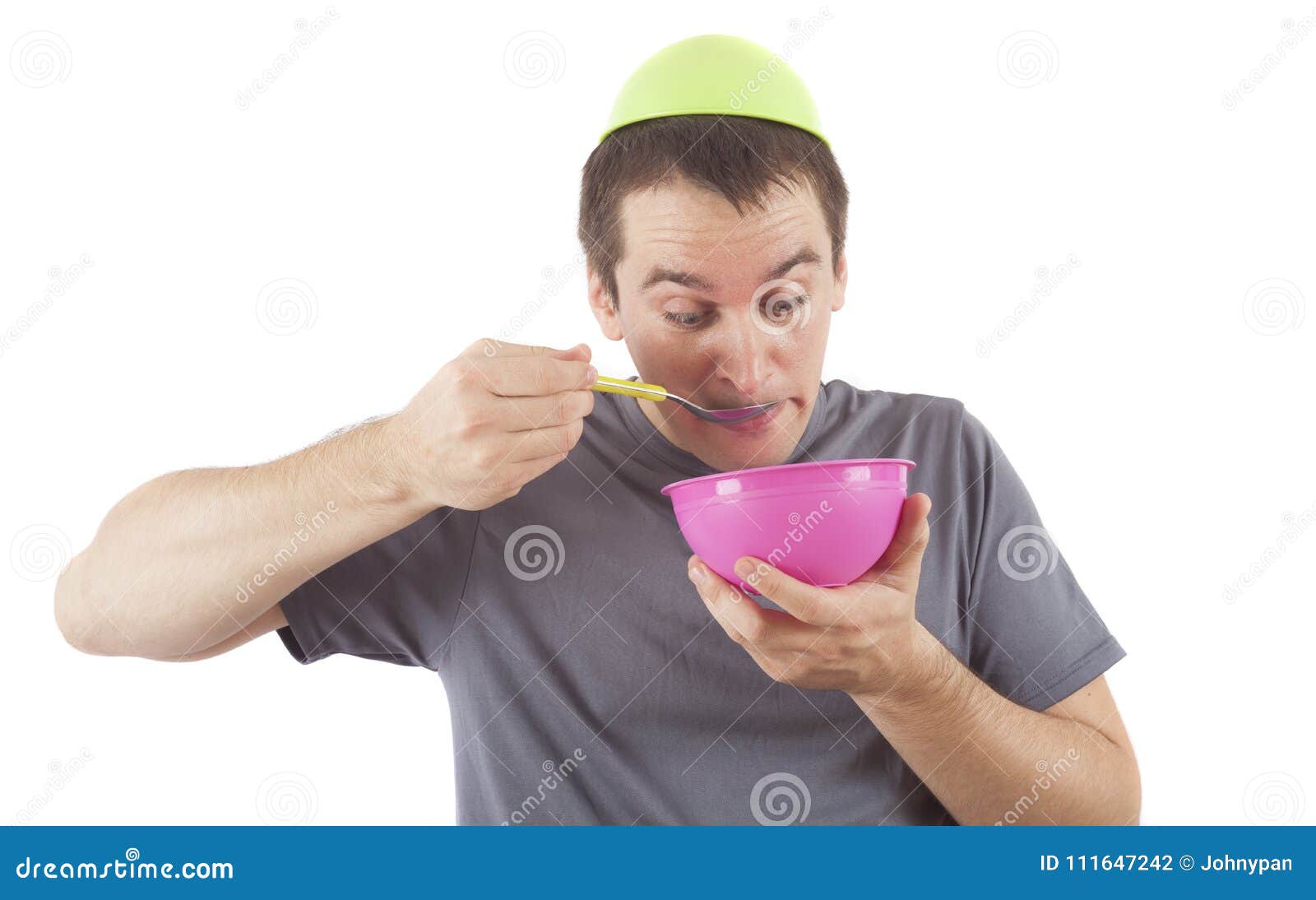 Funny man eating food stock photo. Image of lunch, fast - 111647242