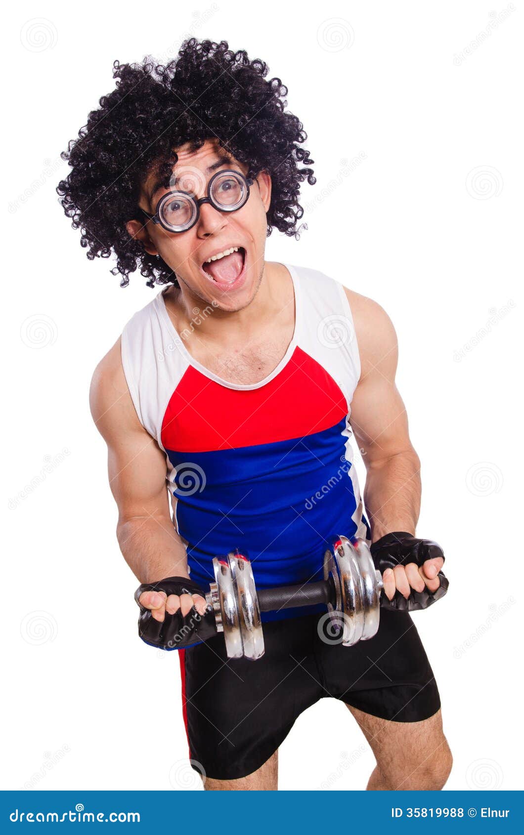 Funny man exercising stock photo. Image of muscle, humor - 35819988