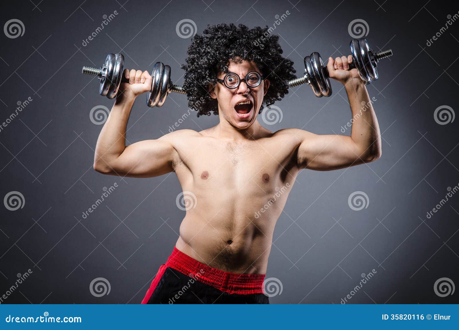 Funny man exercising stock photo. Image of bodybuilding - 35820116