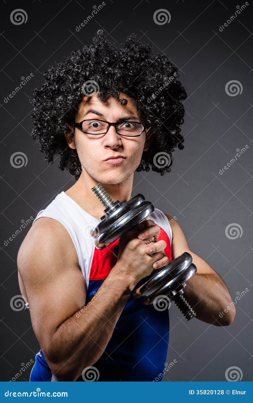 Funny man exercising stock photo. Image of lifting, fitness - 35820128