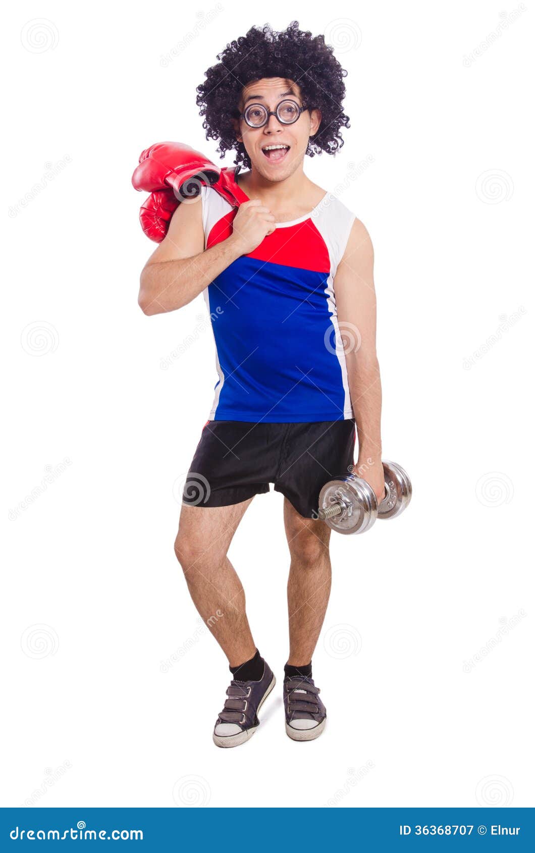 Funny man exercising stock image. Image of lifting, biceps - 36368707