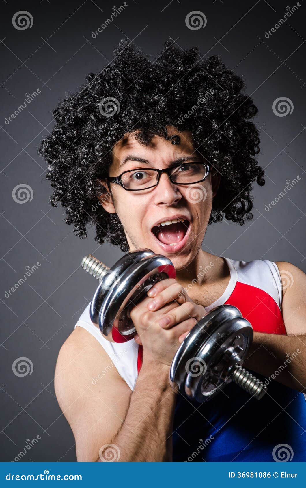 Funny man exercising stock photo. Image of bodybuilding - 36981086