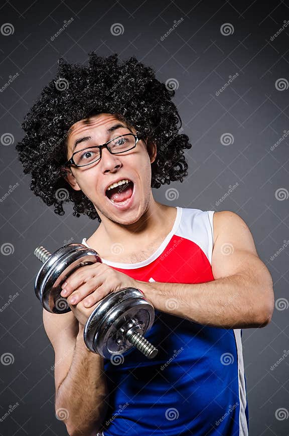 Funny man exercising stock photo. Image of biceps, muscle - 36981160