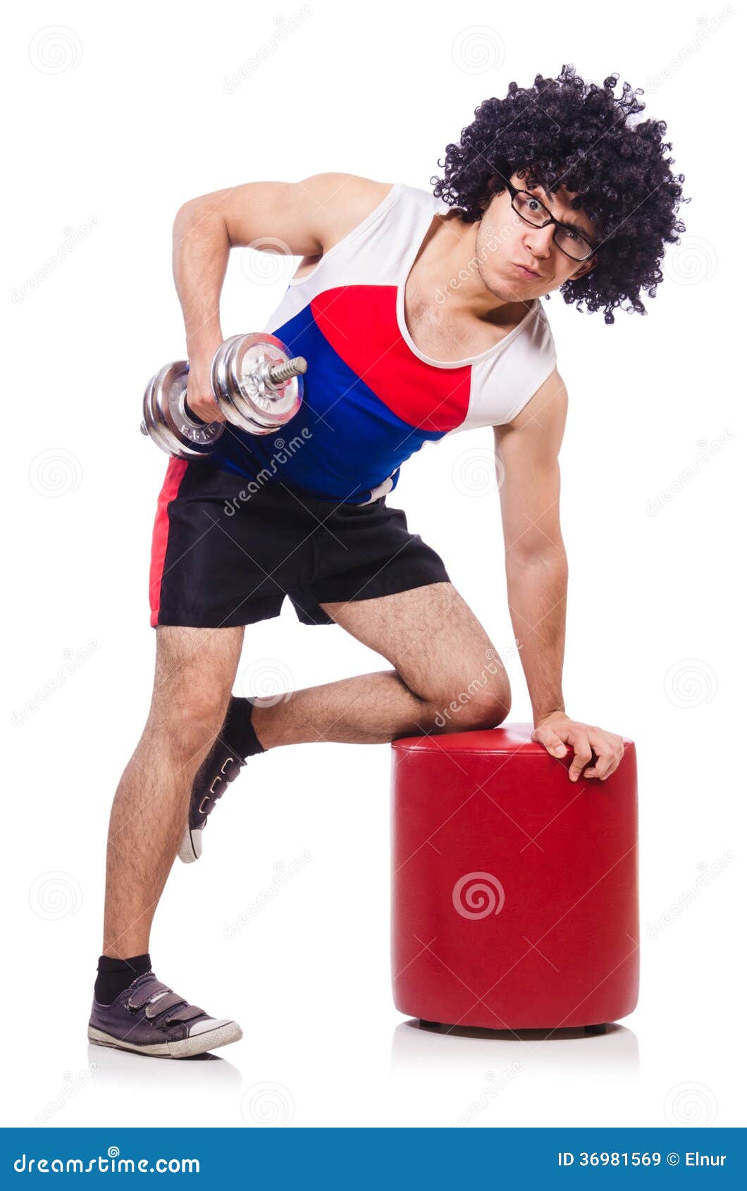 Funny man exercising stock image. Image of lifting, sport - 36981569