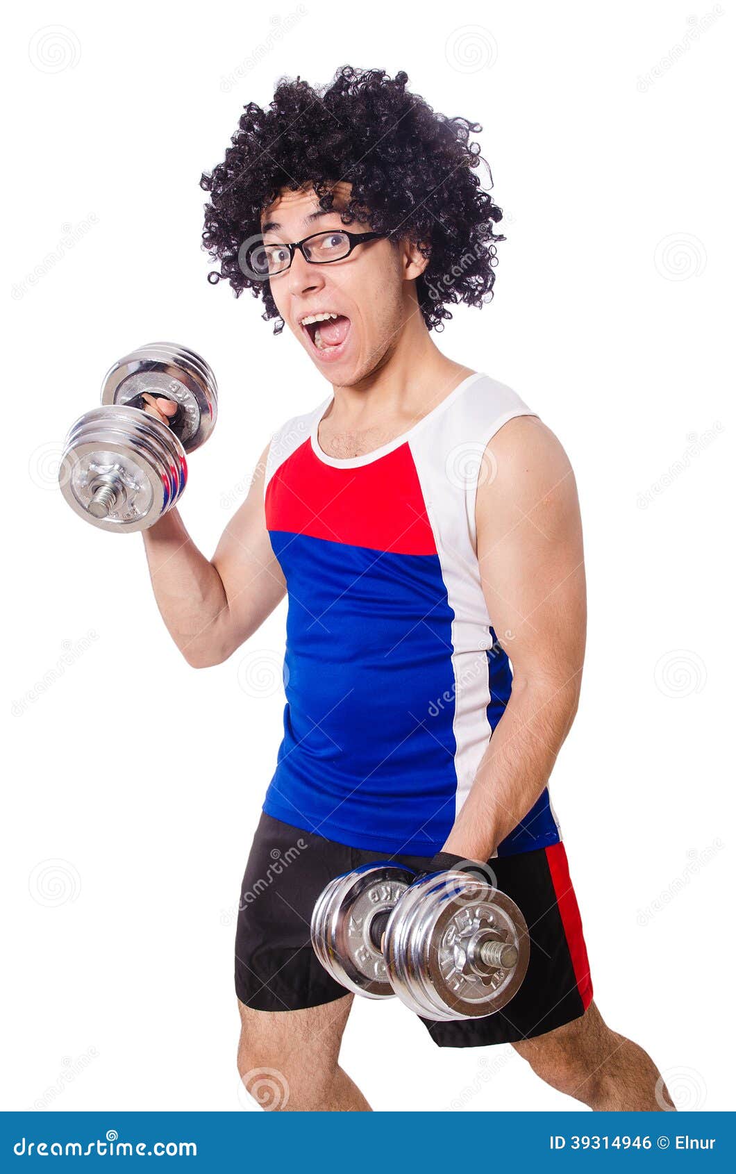 Funny man exercising stock photo. Image of bodybuilder - 39314946