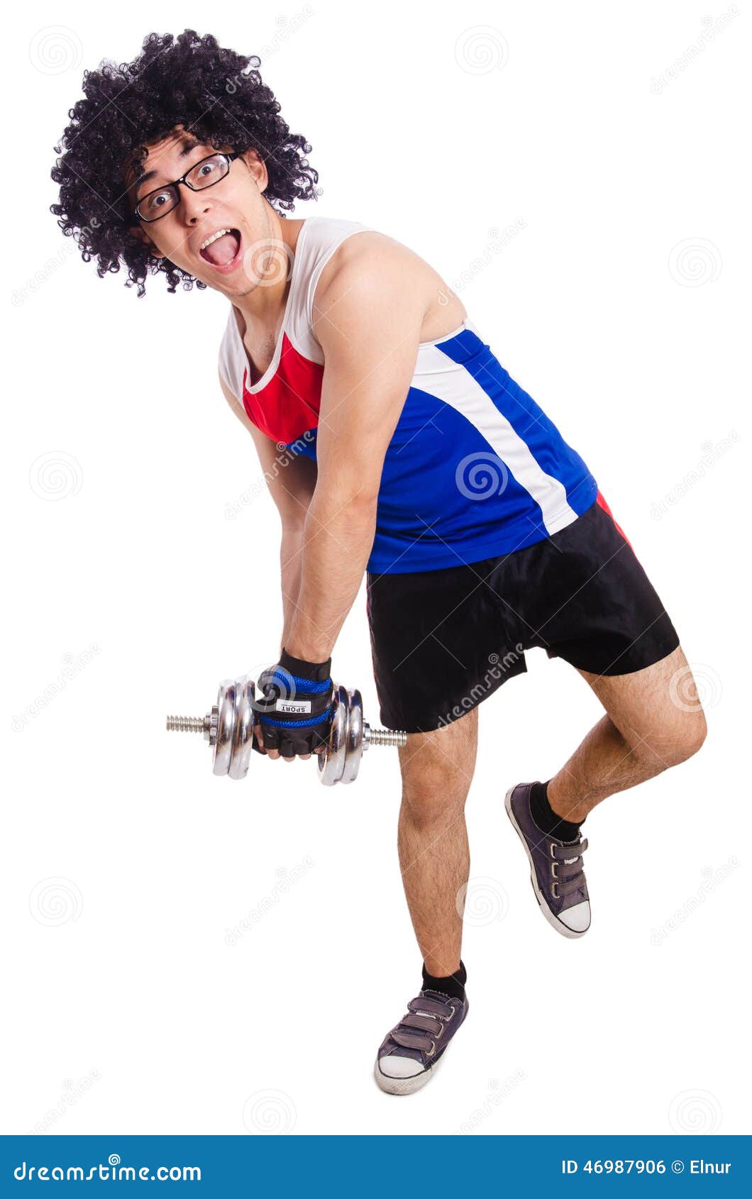 Funny man exercising stock photo. Image of male, athlete - 46987906