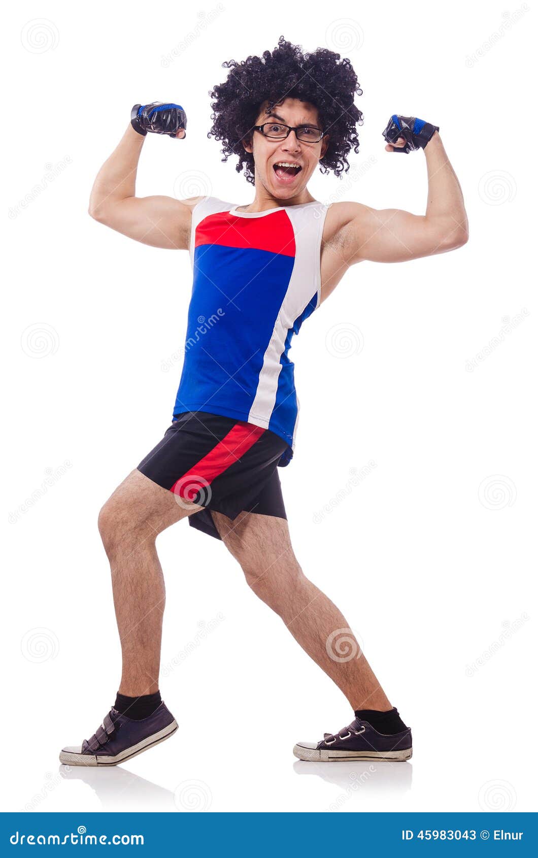 Funny Man Exercising Isolated Stock Image - Image of exercising, adult ...
