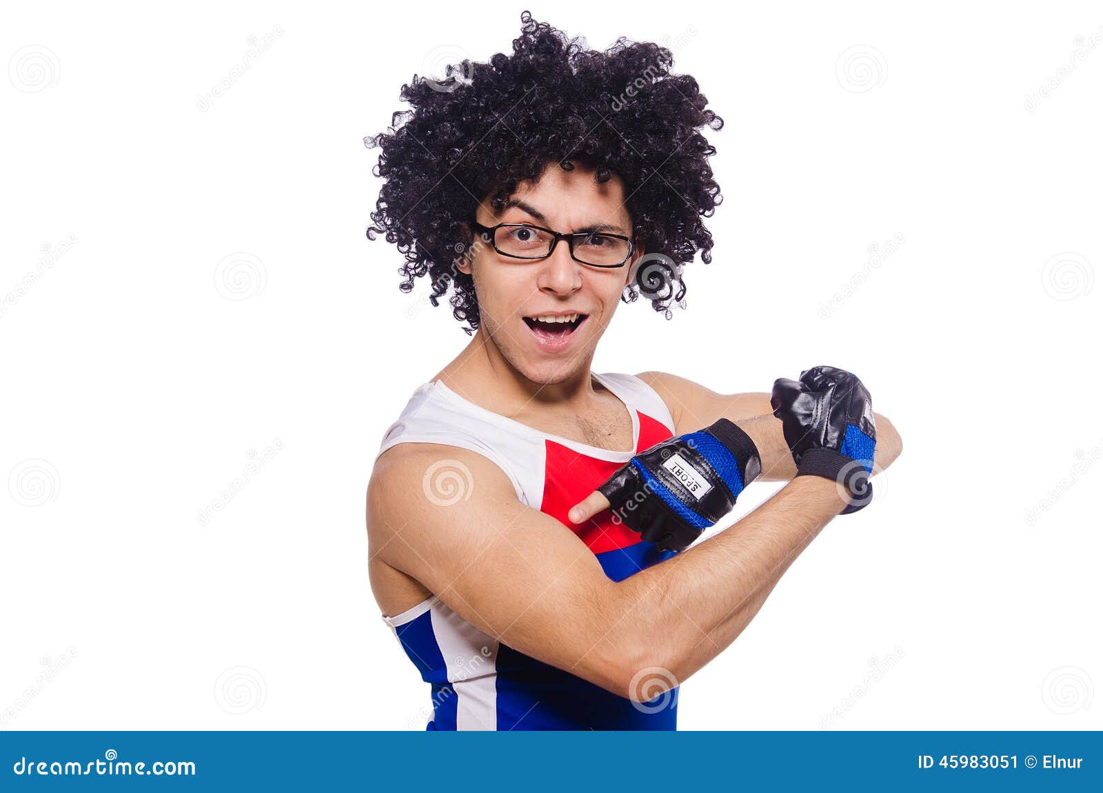 Funny Man Exercising Isolated Stock Image - Image of humorous, humor ...