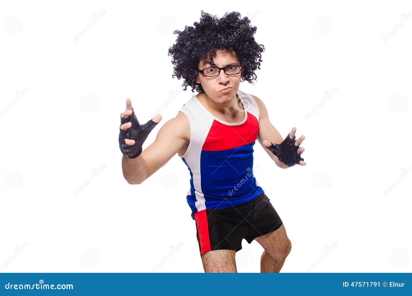 Funny Man Exercising Isolated Stock Image - Image of male, athletic ...