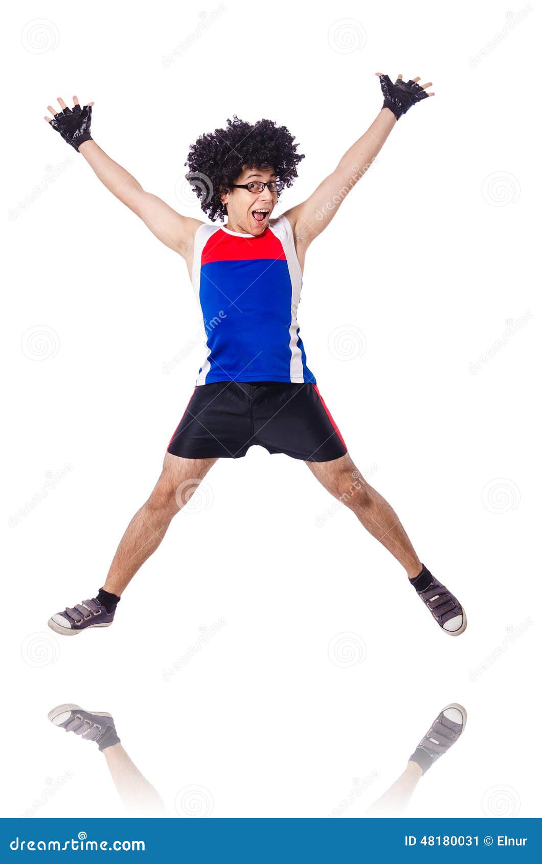 Funny Man Exercising Isolated Stock Image - Image of muscle, exercise ...