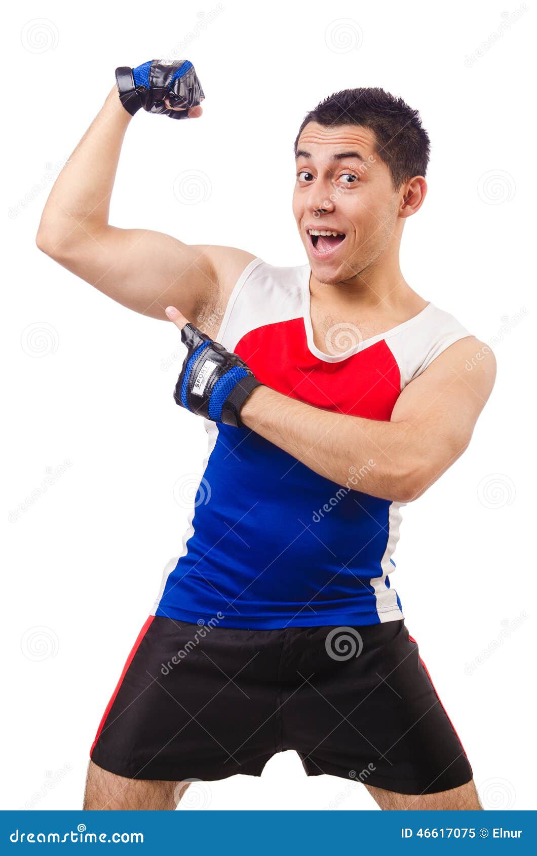 Funny man exercising stock image. Image of exercise, biceps - 46617075