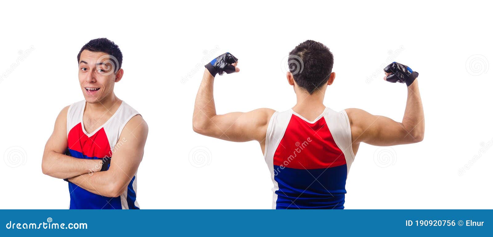 Funny Man Exercising on White Stock Photo - Image of montage, health ...