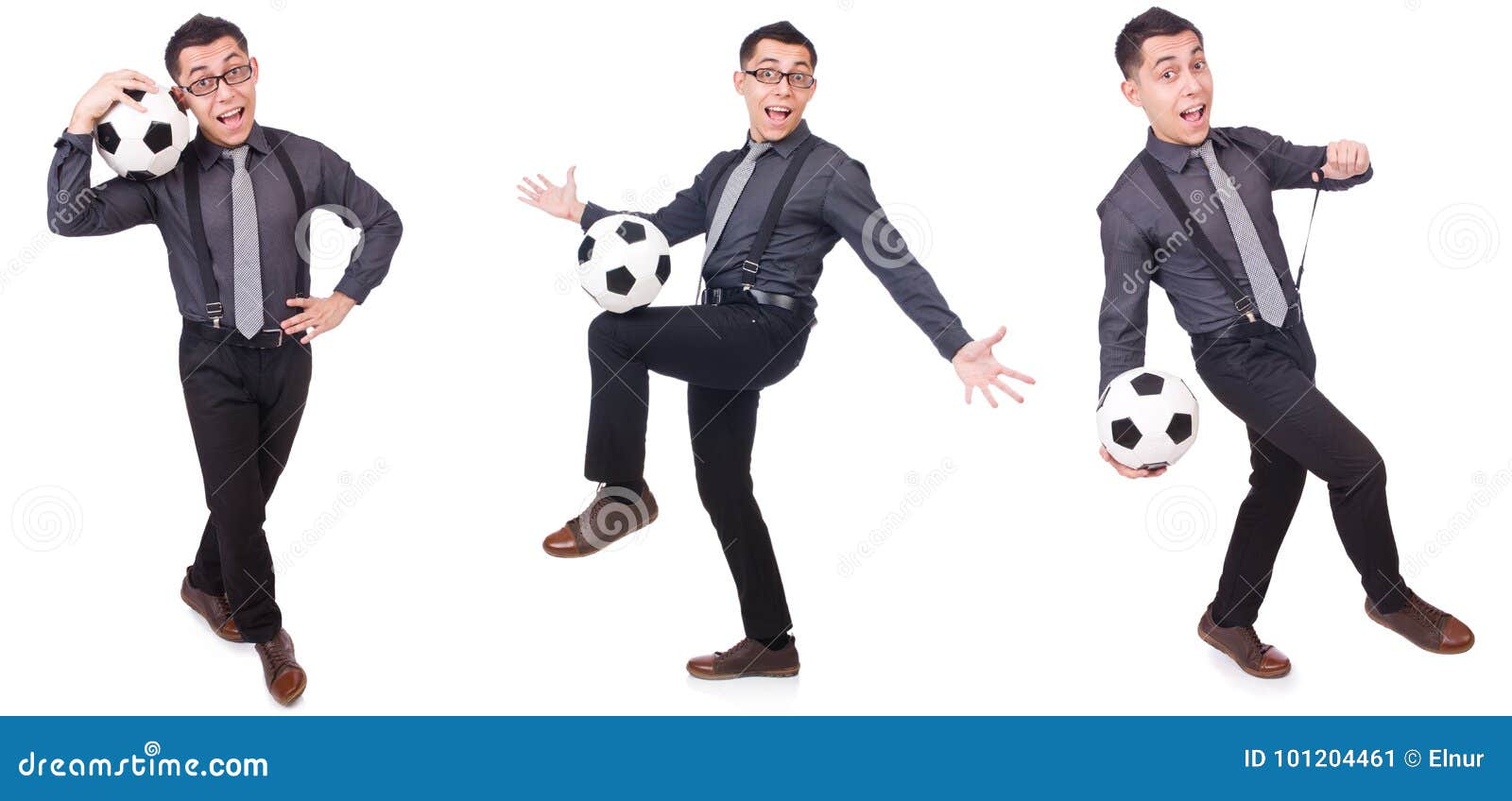The Funny Man with Football Isolated on White Stock Image - Image of ...