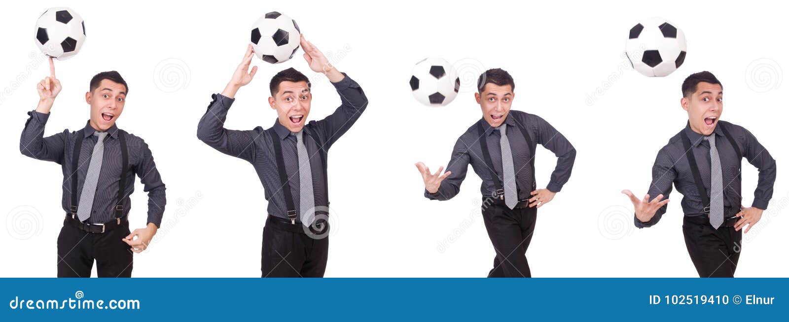 The Funny Man with Football Isolated on White Stock Photo - Image of ...