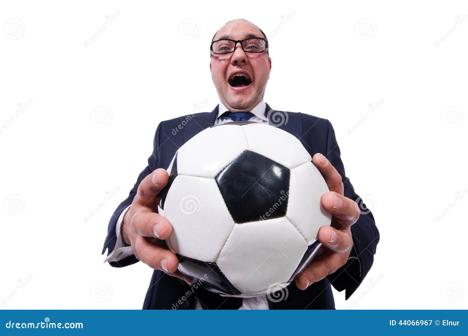 Funny Man with Football Isolated Stock Image - Image of manager, people ...