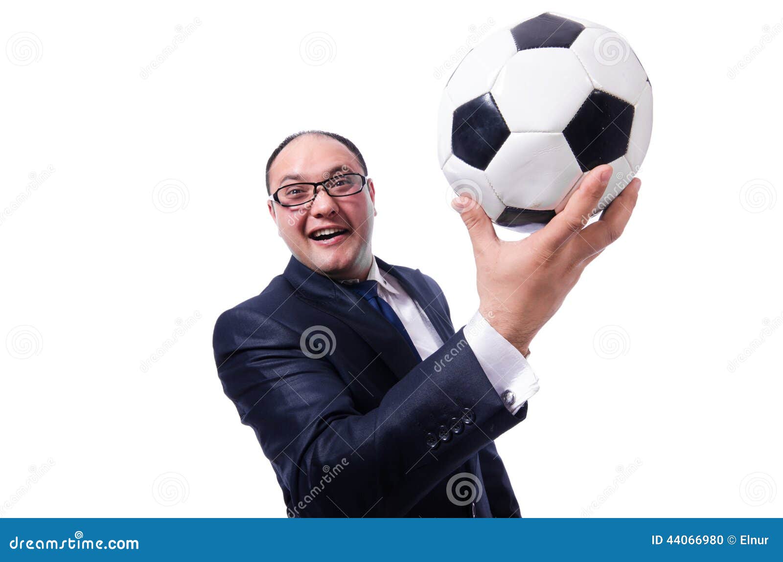 Funny Man with Football Isolated Stock Photo - Image of corporate ...
