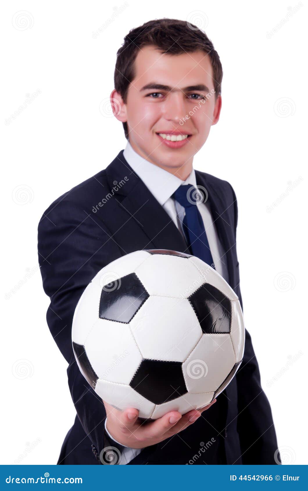 Funny Man with Football Isolated Stock Photo - Image of ball, active ...