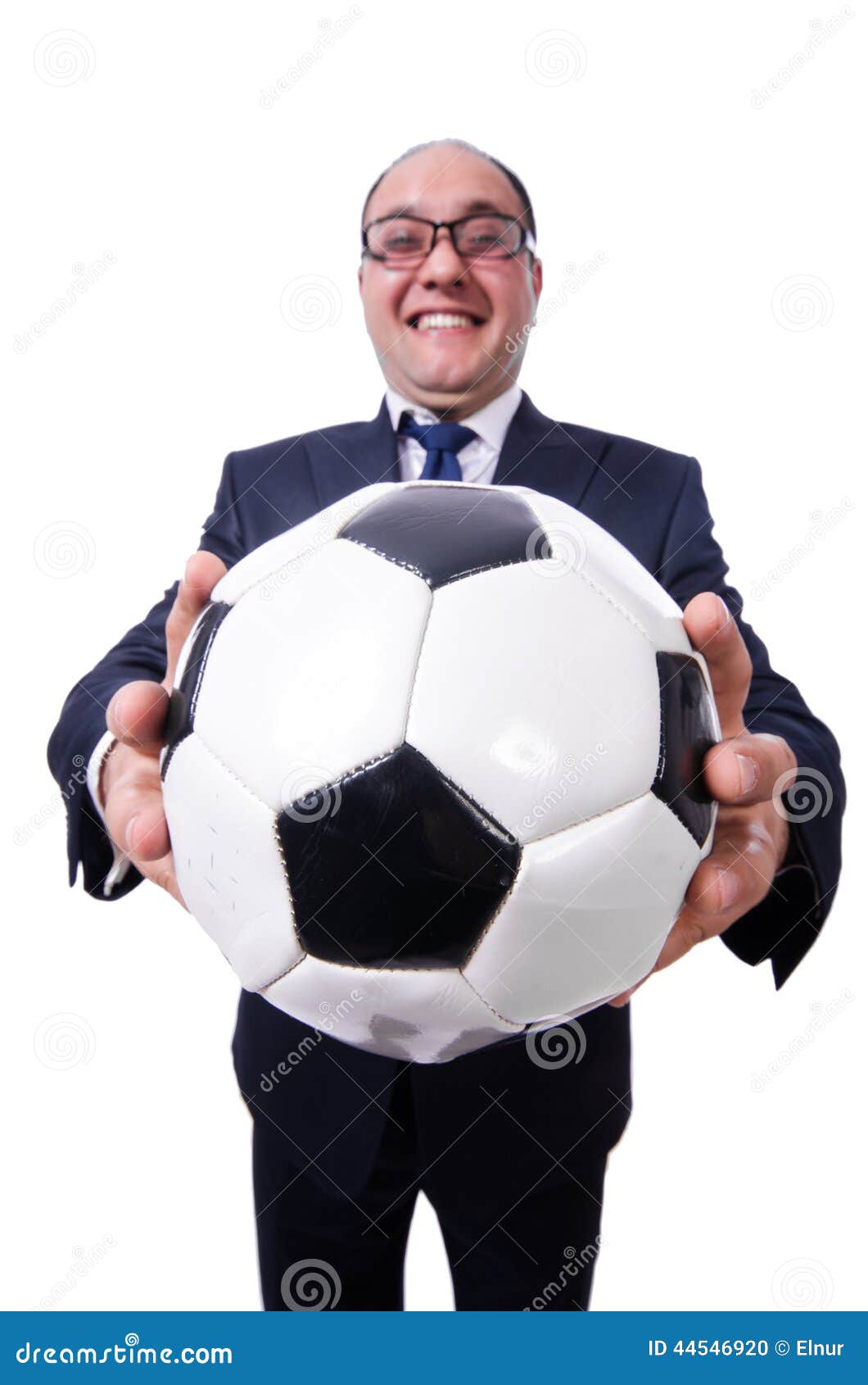 Funny Man with Football Isolated Stock Photo - Image of adult, leisure ...