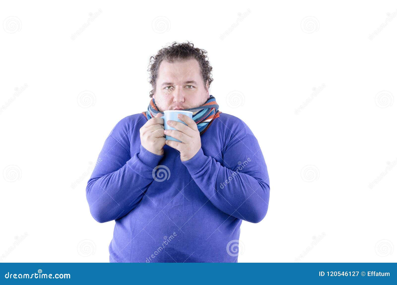 A Funny Fat Man Freezes. White Background. Isolated Stock Image - Image ...