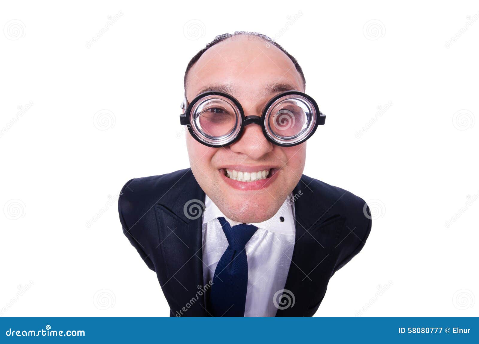Funny Man with Glasses Isolated on White Stock Image - Image of ...