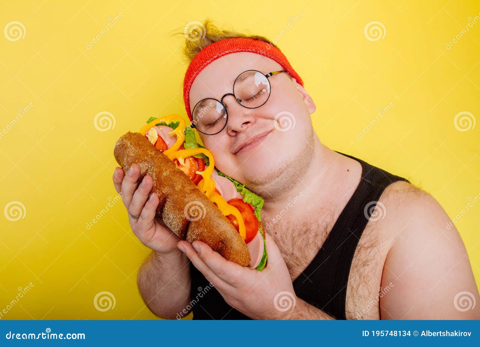 Funny Man Hugs a Huge Burger Stock Photo - Image of green, snack: 195748134