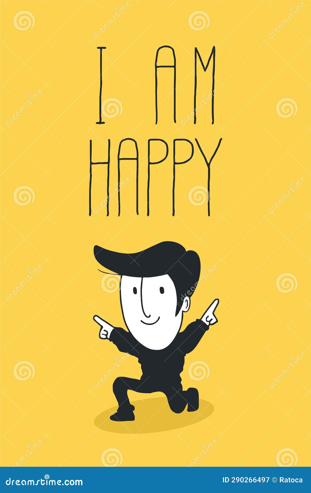 Funny Man and I am Happy Message Stock Vector - Illustration of comedy ...