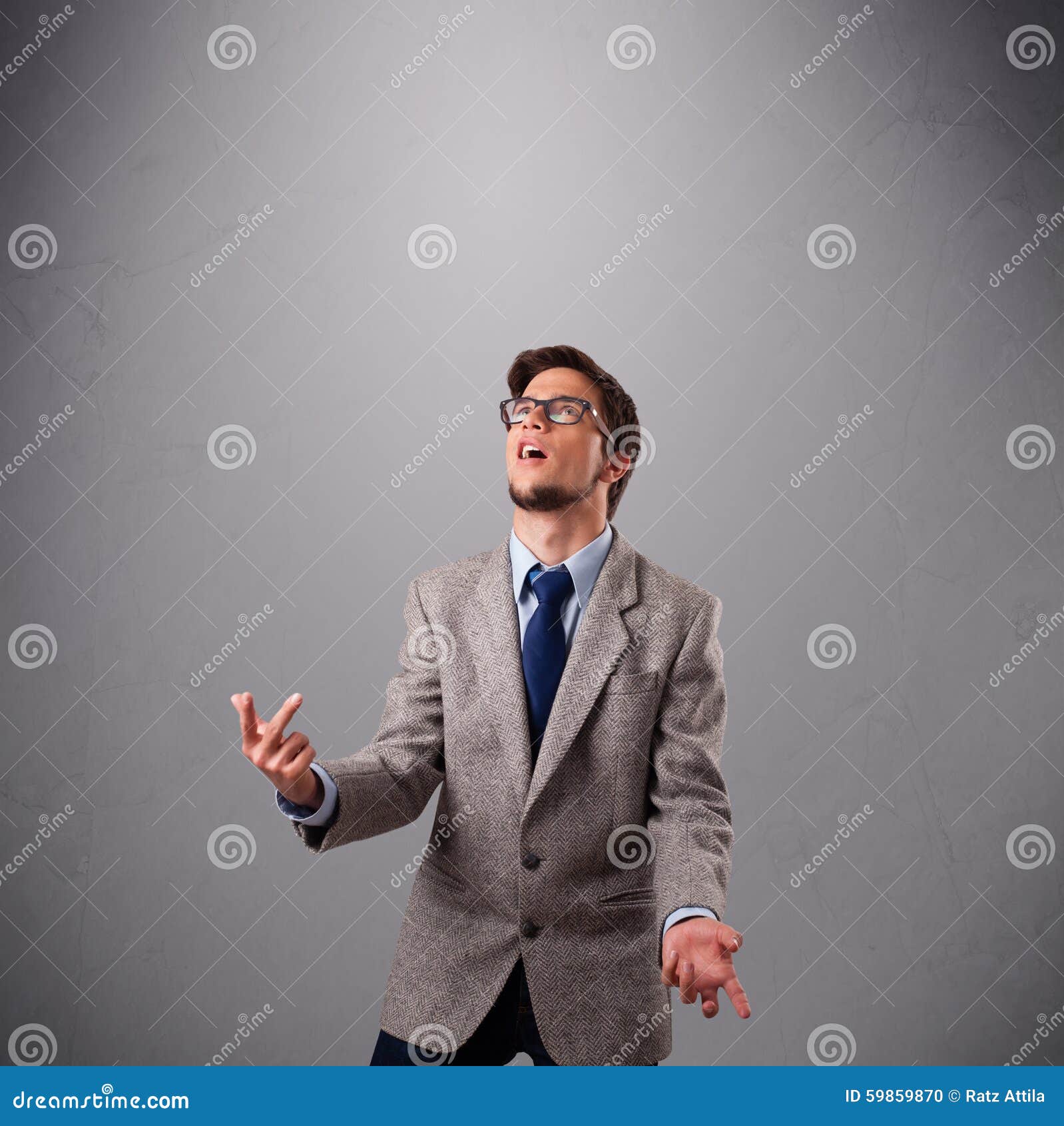 Funny Man Juggling with Copy Space Stock Photo - Image of copy ...