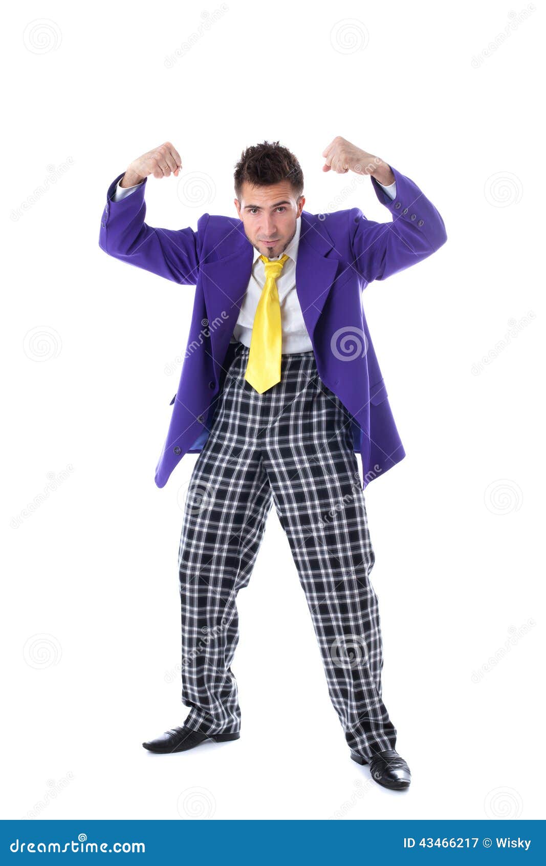 Funny Man in Large Suit Posing at Camera Stock Image - Image of studio ...