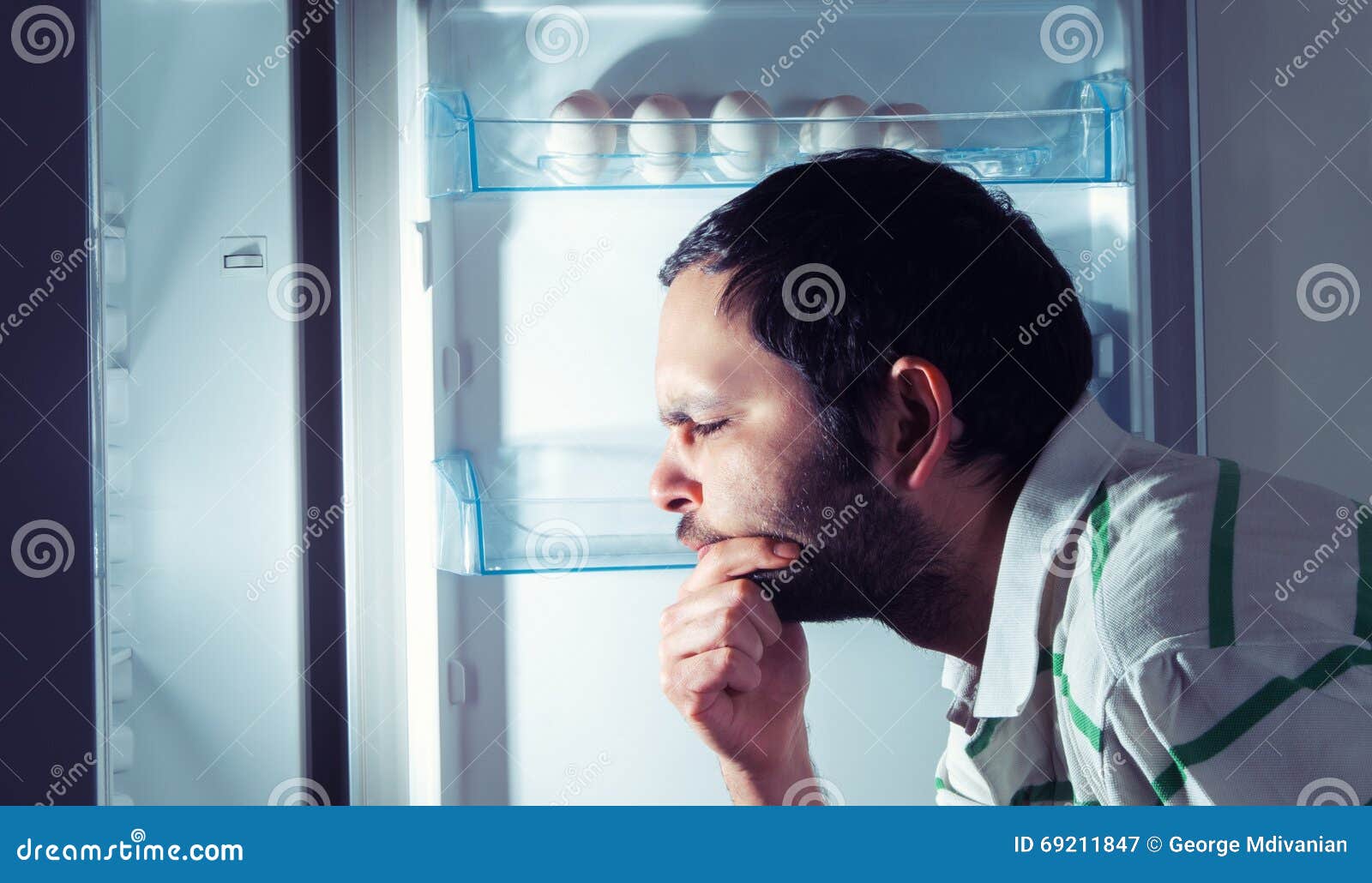 Funny Man Looking into Refrigerator Stock Image - Image of male ...