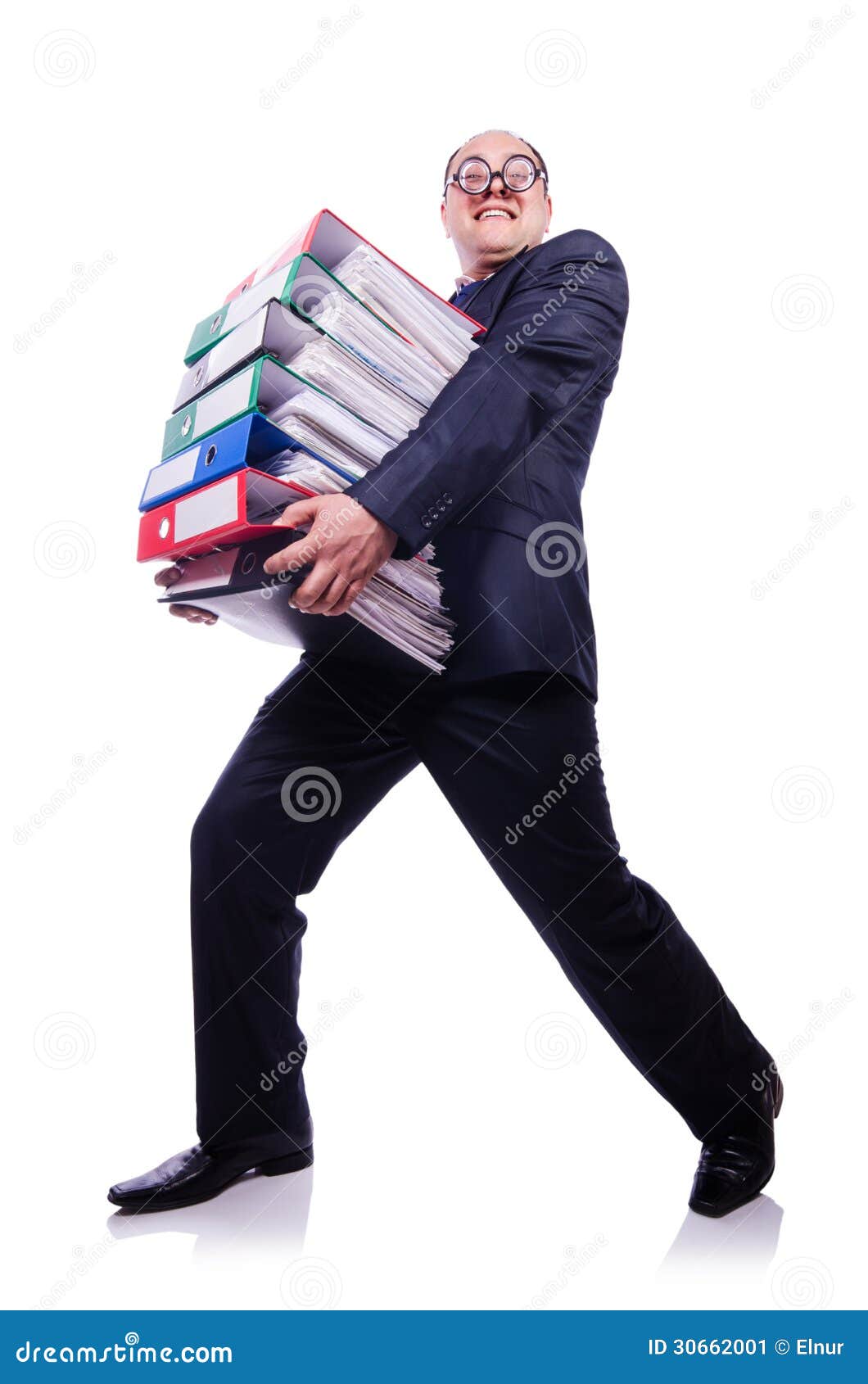 Funny Man With Lots Of Folders Stock Image Image Of Male File 30662001