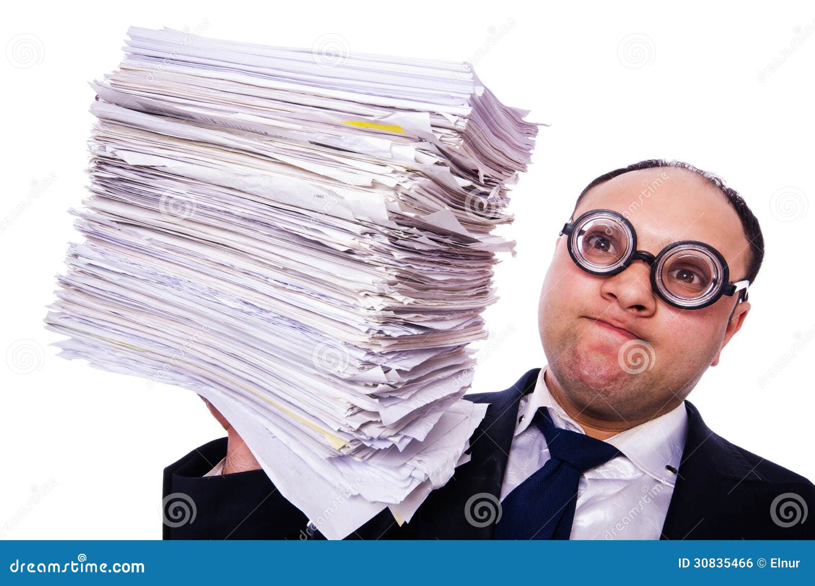 Funny Man with Lots of Folders Stock Photo - Image of manager ...