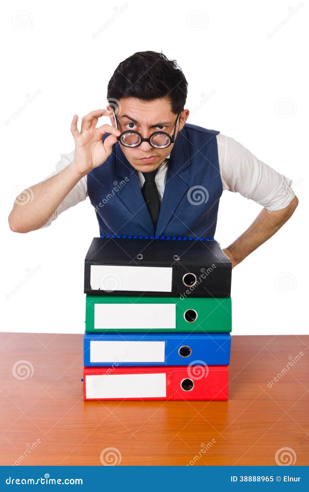 Funny Man with Lots of Folders Stock Image - Image of busy, caucasian ...