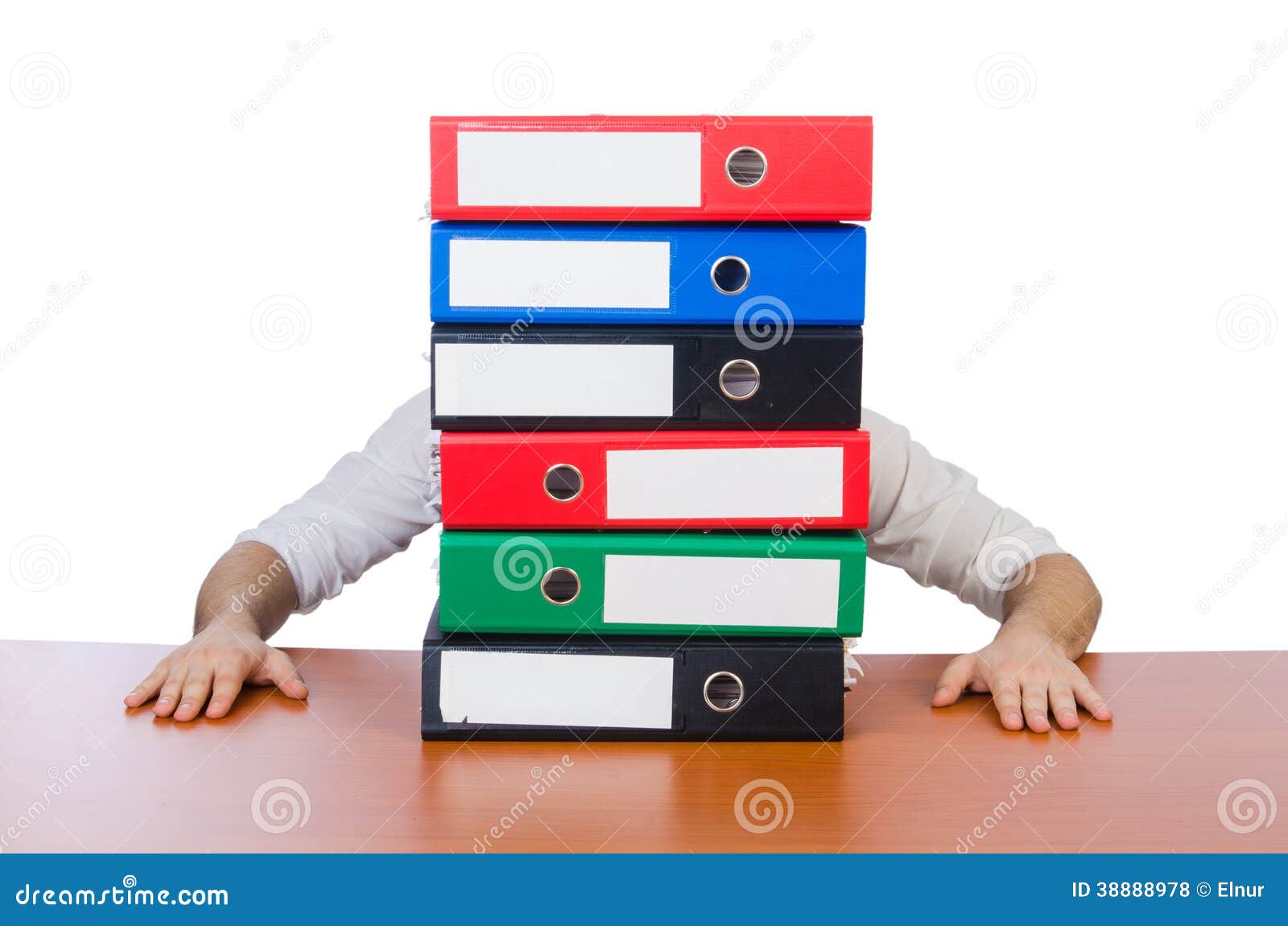 Funny Man with Lots of Folders Stock Photo - Image of caucasian ...