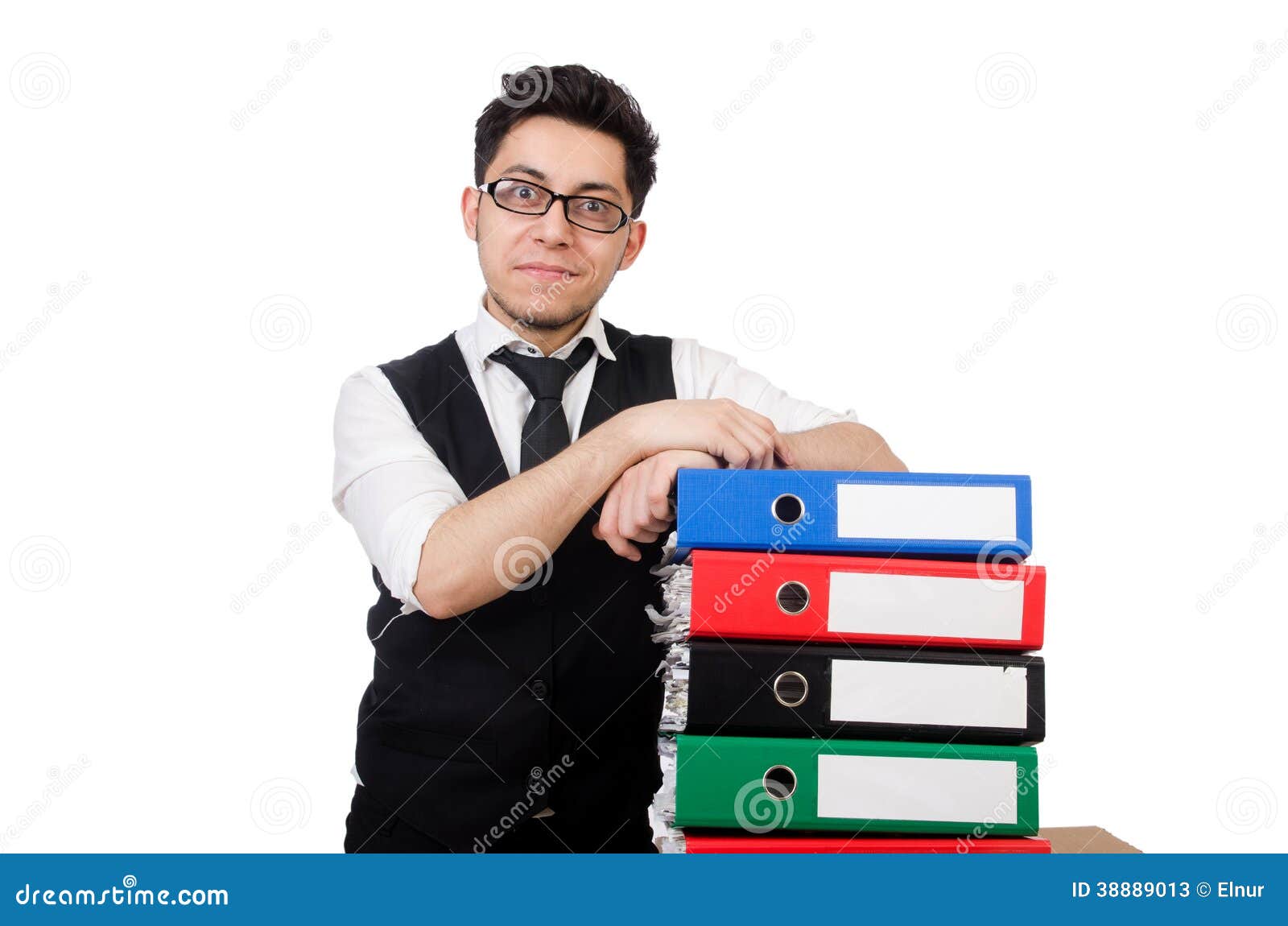 Funny Man With Lots Of Folders Stock Image Image Of Office File