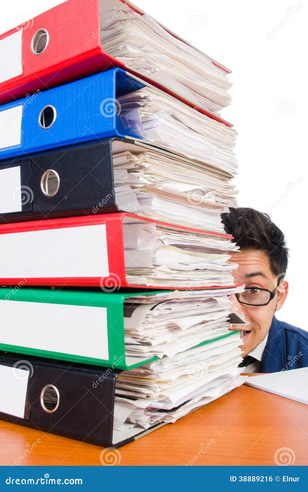 Funny Man with Lots of Folders Stock Photo - Image of frustration ...