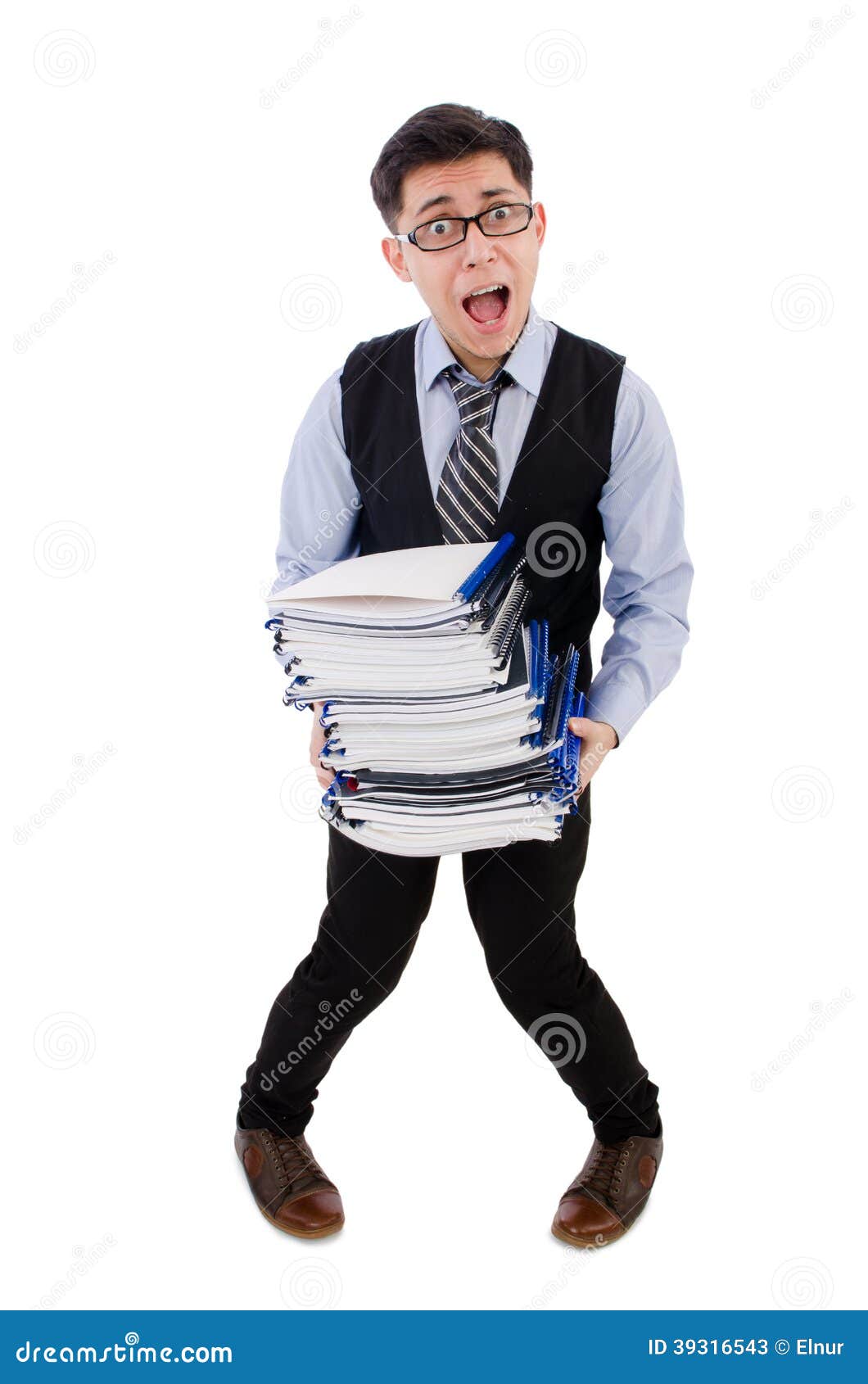 Funny Man with Lots of Folders Stock Image - Image of clutter, overdue ...