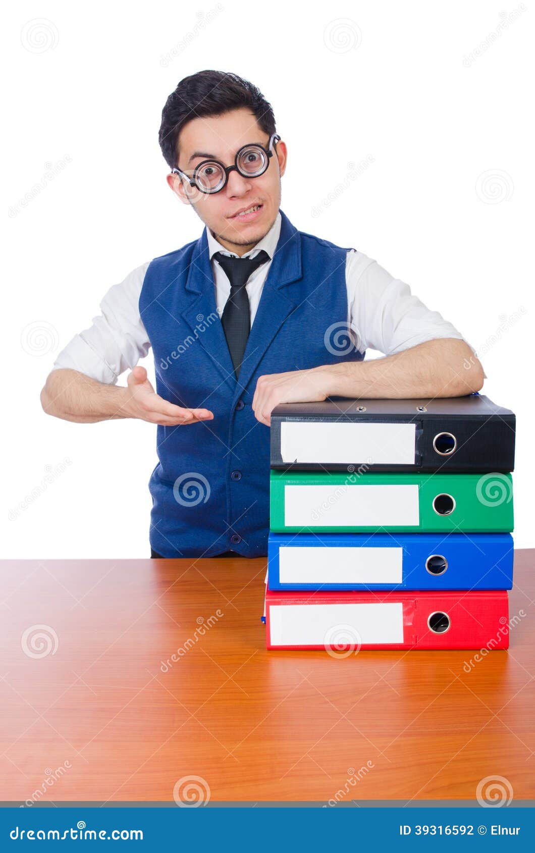 Funny Man with Lots of Folders Stock Photo - Image of clutter, manager ...