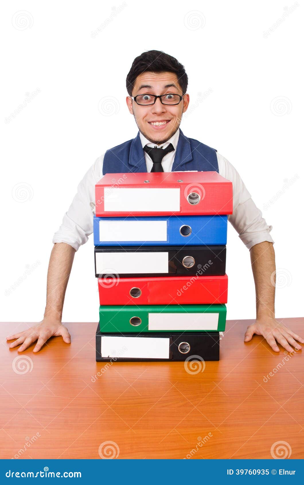 Funny Man with Lots of Folders Stock Image - Image of holding, clutter ...