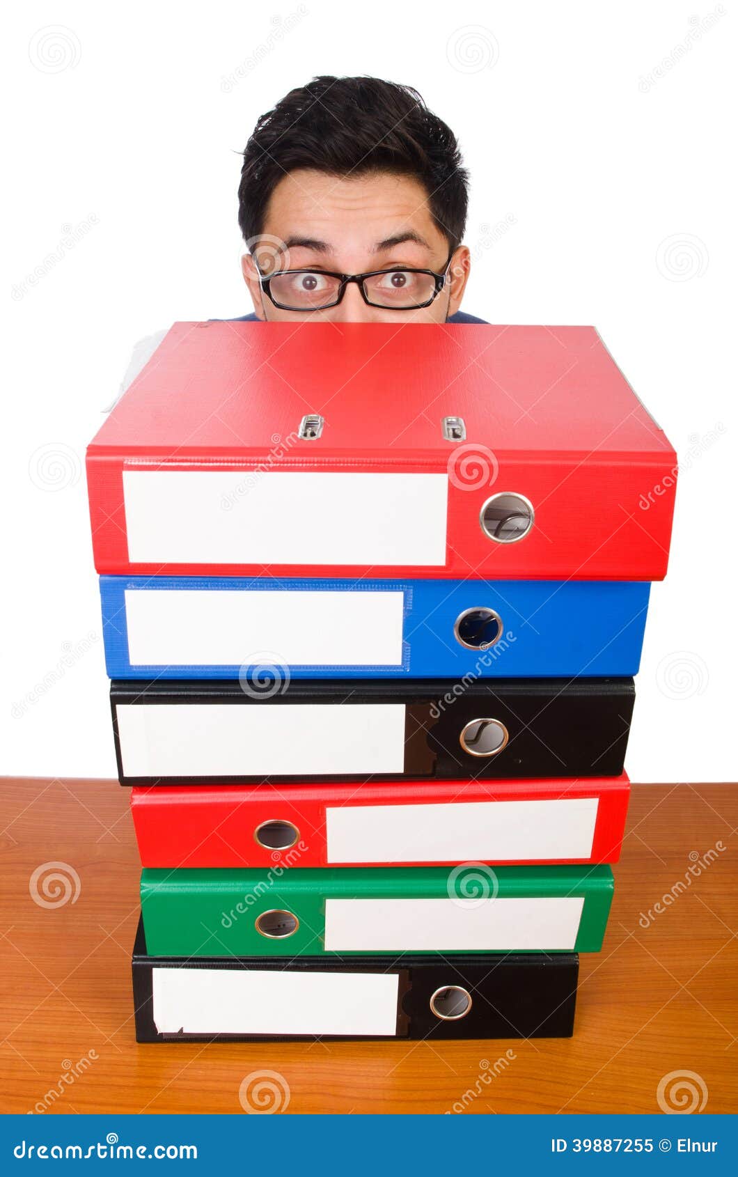 Funny Man With Lots Of Folders Stock Image Image Of Corporate File