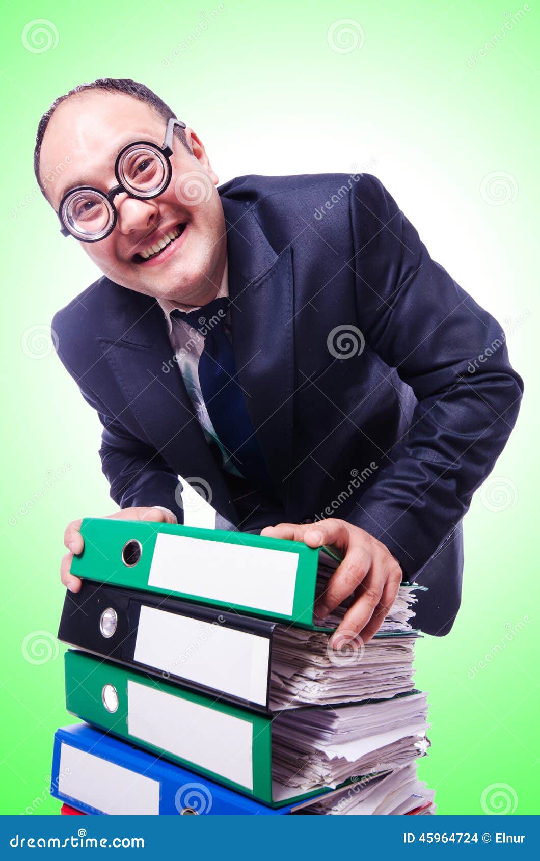 Funny Man with Lots of Folders Stock Photo - Image of office, humour ...