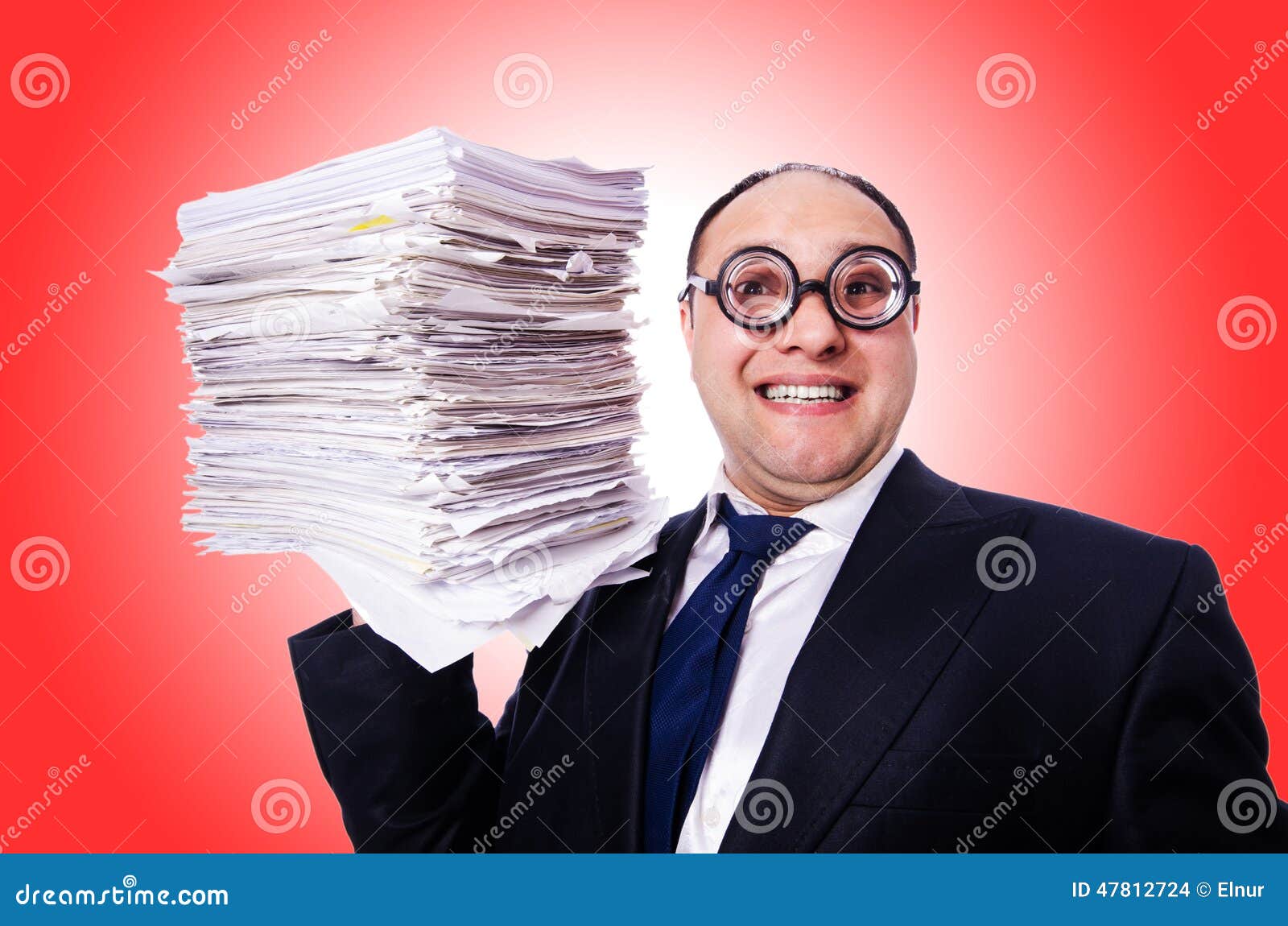 Funny Man with Lots of Folders Stock Photo - Image of files, file: 47812724