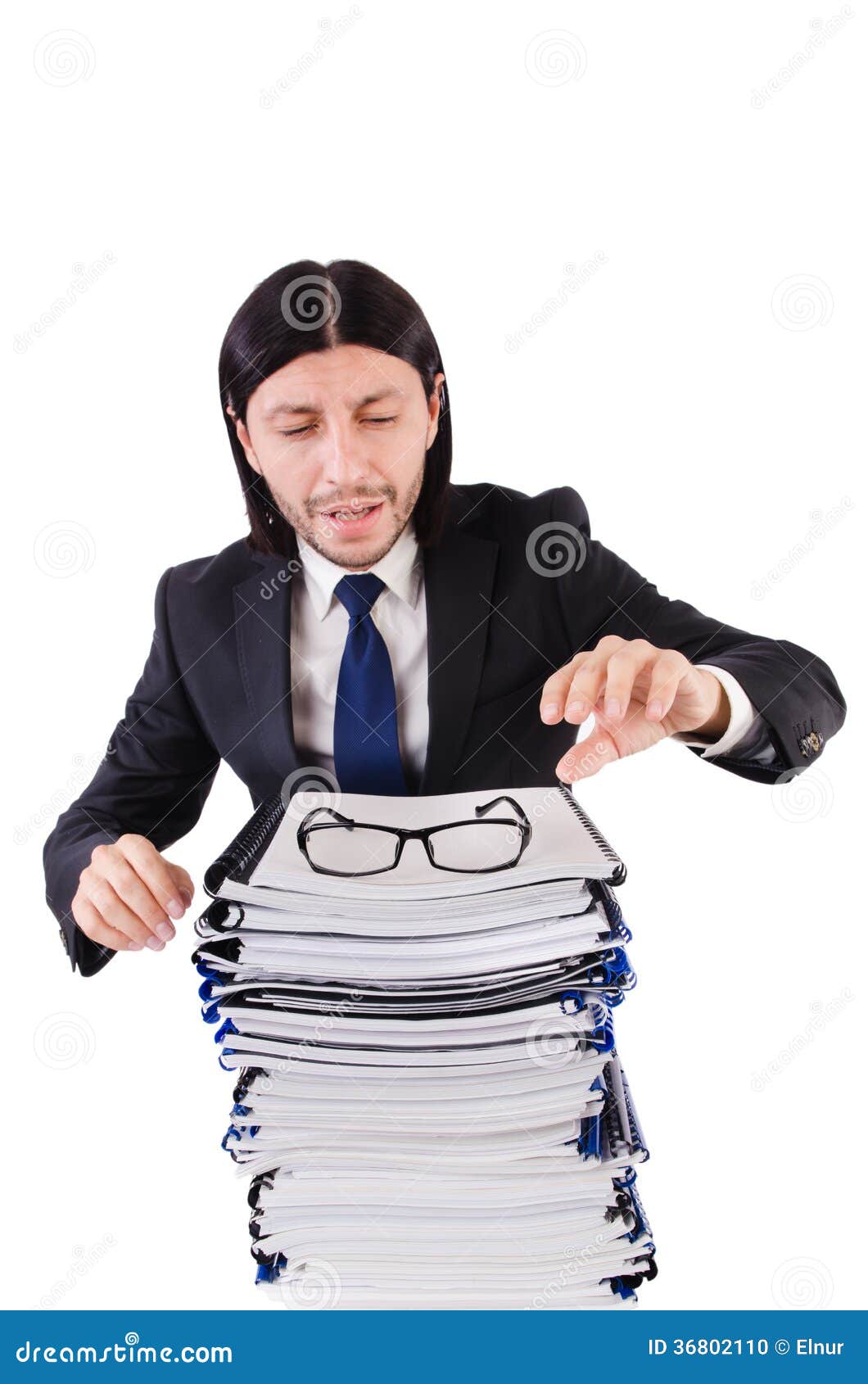 Funny Man with Lots of Papers Stock Photo - Image of busy, humorous ...