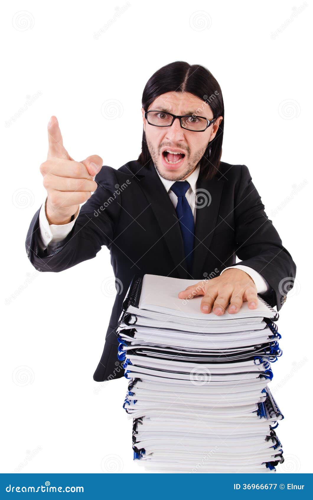 Funny Man with Lots of Papers Stock Image - Image of files, frustration ...