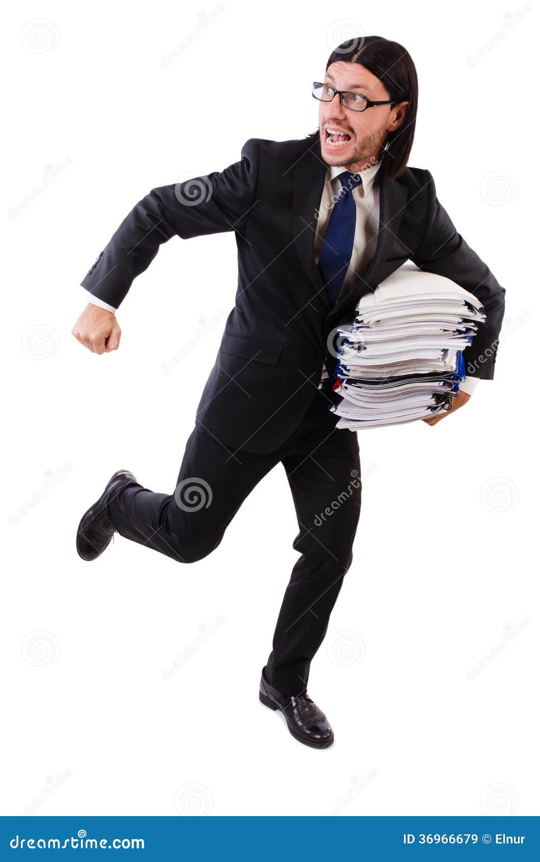Funny Man with Lots of Papers Stock Image - Image of office, folder ...