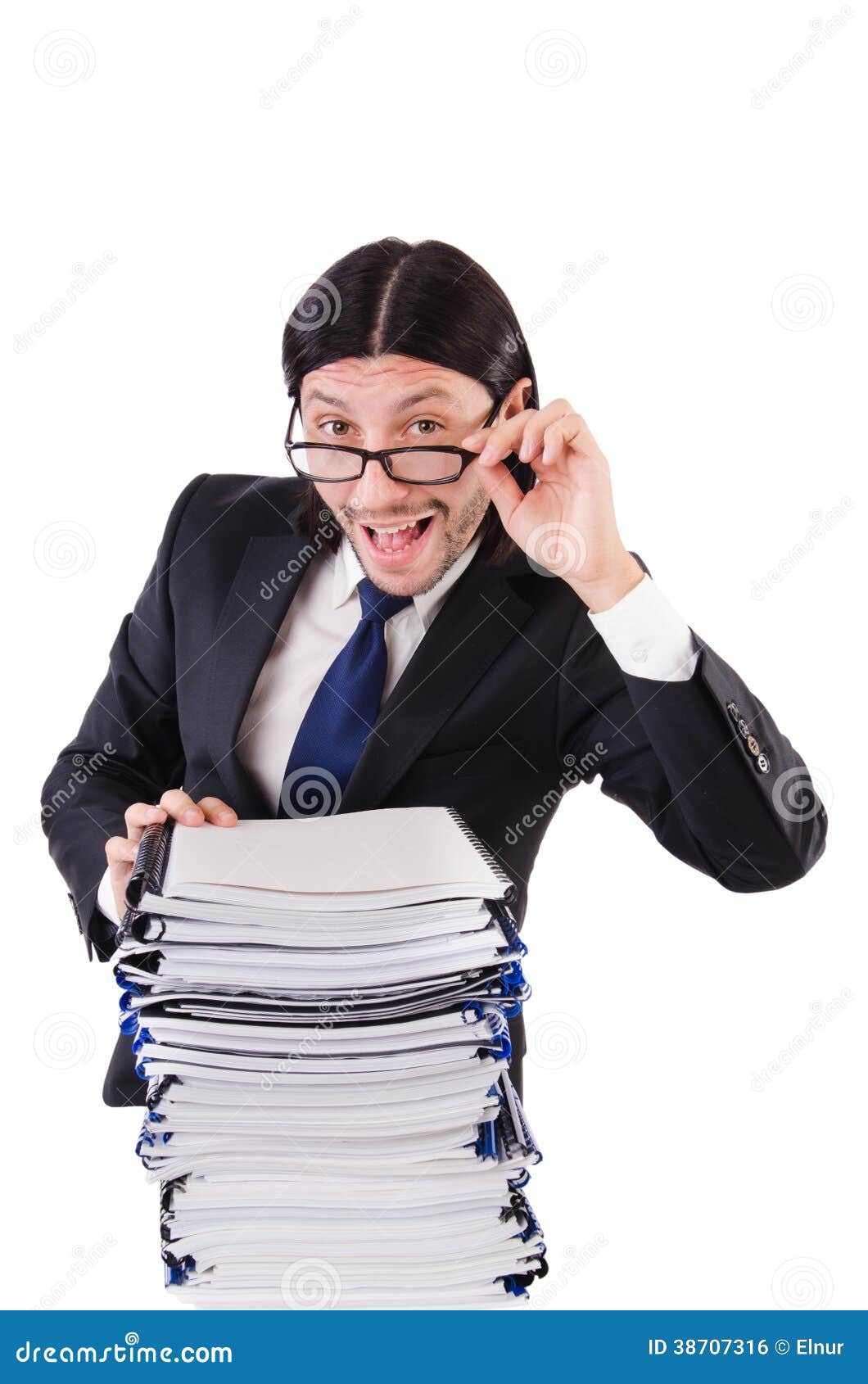 Funny Man with Lots of Papers Stock Photo - Image of businessman ...